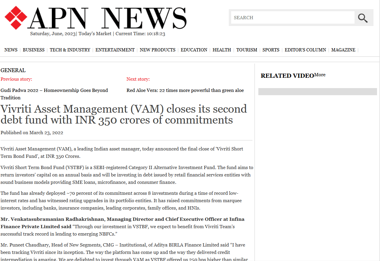 Vivriti Asset Management Vam Closes Its Second Debt Fund With Inr 350